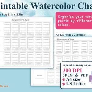 Printable Watercolor Chart-organize Your Paint by Different Main Colors ...