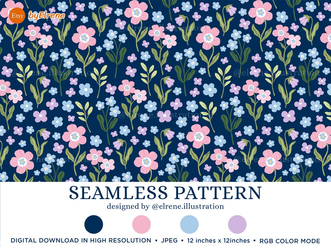 Seamless Floral Pattern Digital Download Seamless Pattern JPEG in RGB ...