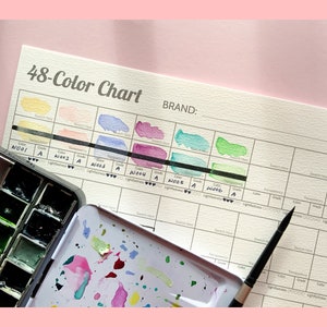 Printable Watercolor Chart- 12/24/36/48 Color Chart | Digital Download ...