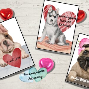 Printable Puppy Valentine's Day Cards, Puppy Classroom Valentine's Day ...