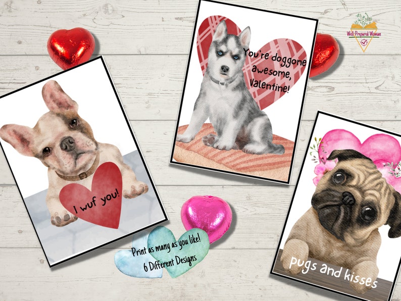 Printable Puppy Valentine's Day Cards Puppy Classroom - Etsy