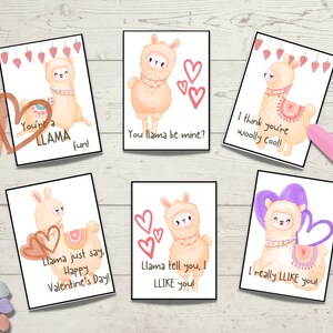 Printable Cuddly Llama Valentine's Day Cards, Llama Classroom Valentine ...