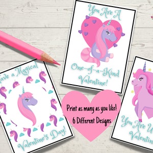 Printable Unicorn Valentine's Day Cards, Unicorn Classroom Valentine's ...