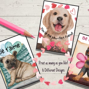 Printable Puppy Valentine's Day Cards, Puppy Classroom Valentine's Day ...