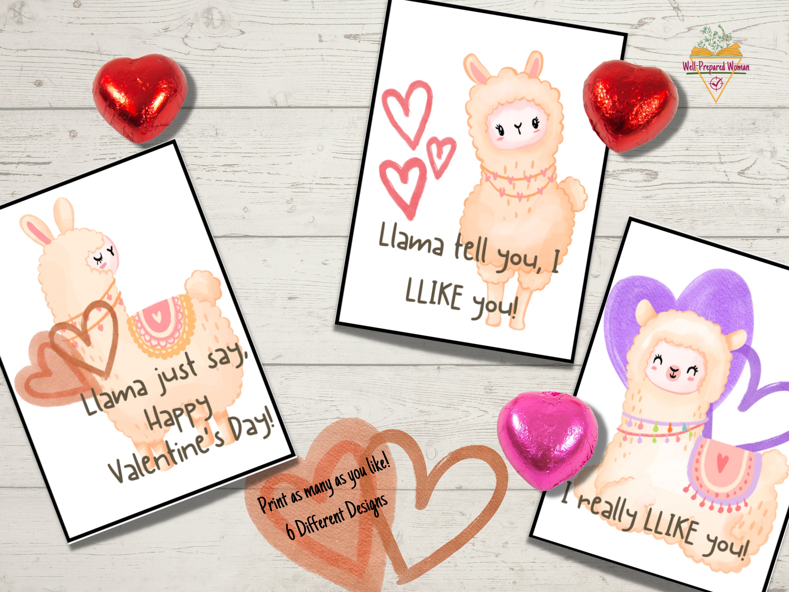 Printable Cuddly Llama Valentine's Day Cards, Llama Classroom Valentine ...