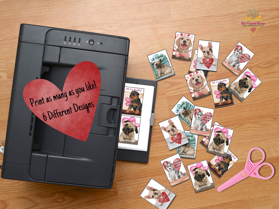 Printable Puppy Valentine's Day Cards Puppy Classroom - Etsy