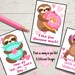 Printable Sloth Valentine's Day Cards, Sloth Classroom Valentine's Day ...