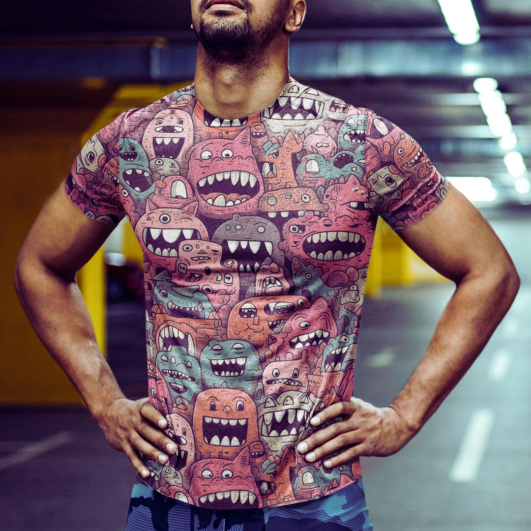 Monster Party Rash Guard: Men's UPF 50+ Surf Shirt - Etsy