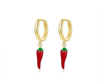 Chilli Pepper Charm Necklaces Sterling Silver 18k Gold Plated - Etsy