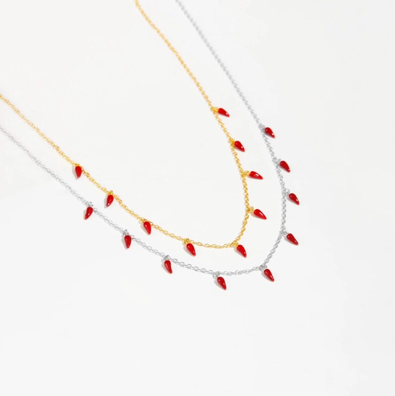 Chilli Pepper Charm Necklaces Sterling Silver 18k Gold Plated - Etsy