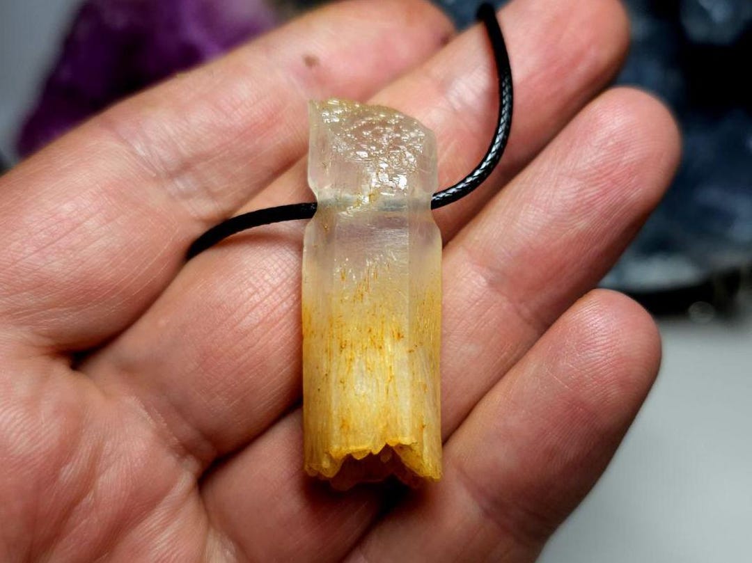 Beautiful, Rare Colombian Mango Quartz Crystal Pendant. Natural ...
