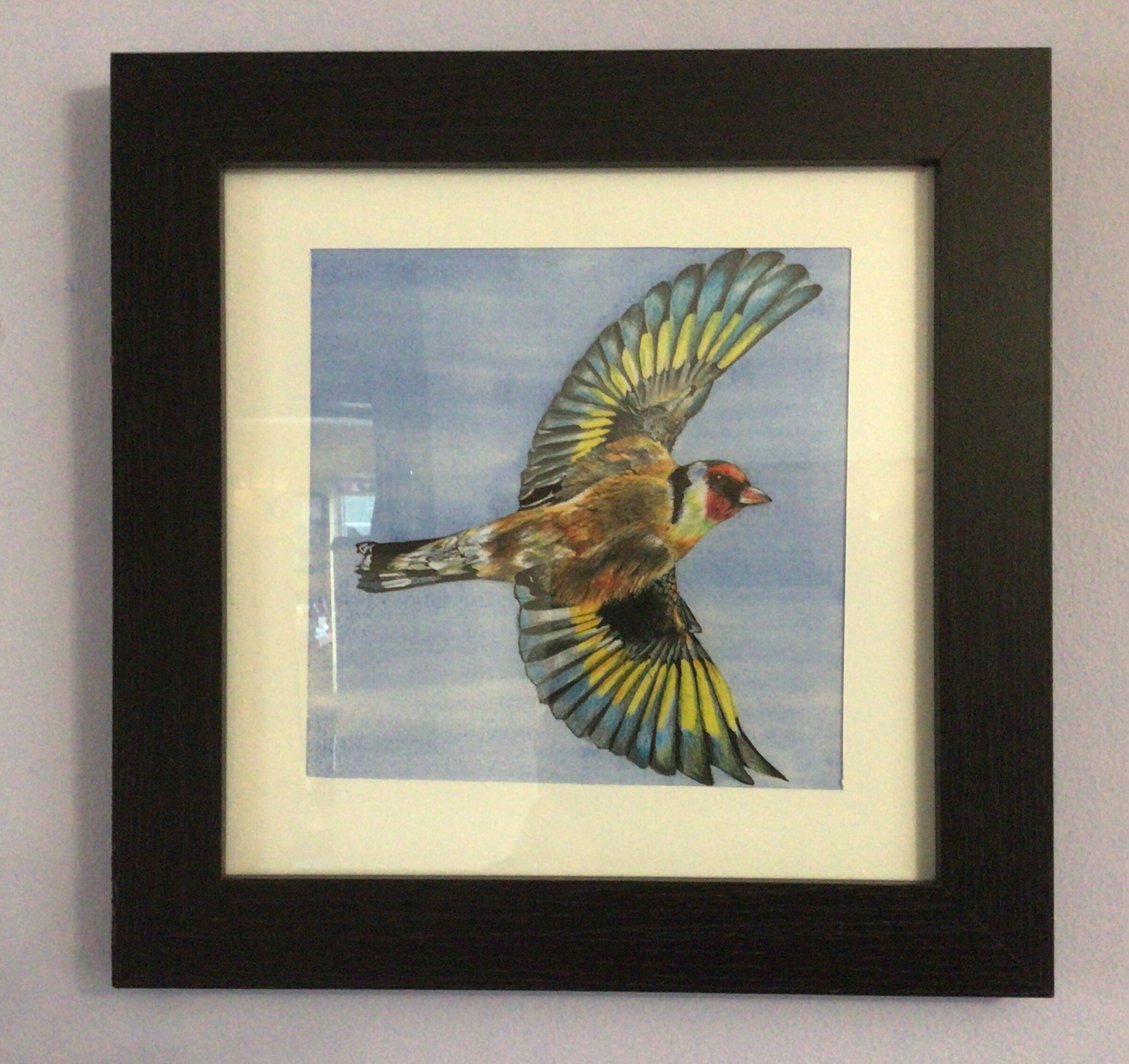Goldfinch Note Card, Bird Lovers Card, Flying Bird Card, Square Bird ...