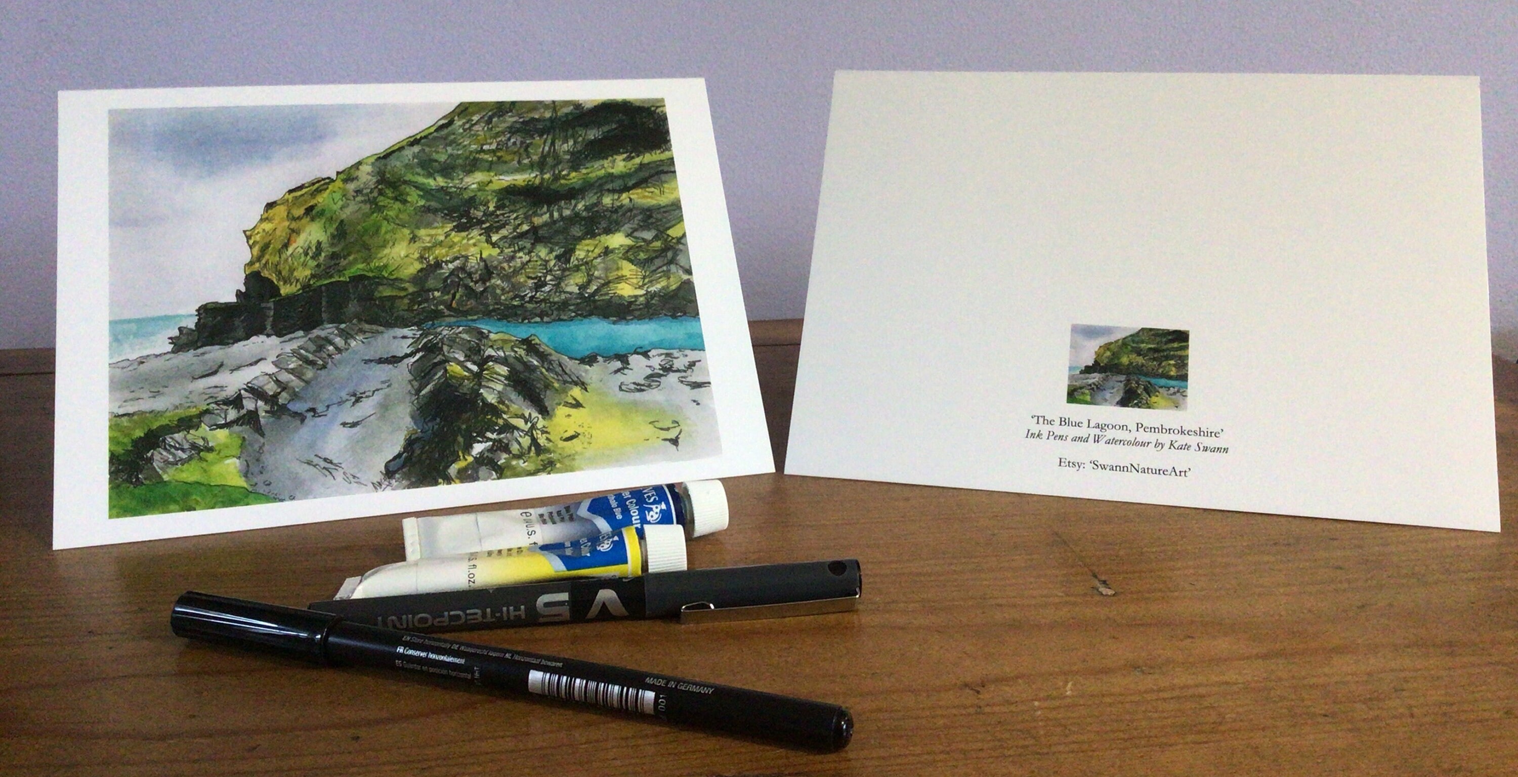 Welsh Seascape Card, Pembrokeshire Card, Hand Painted Card. Fine Arts ...