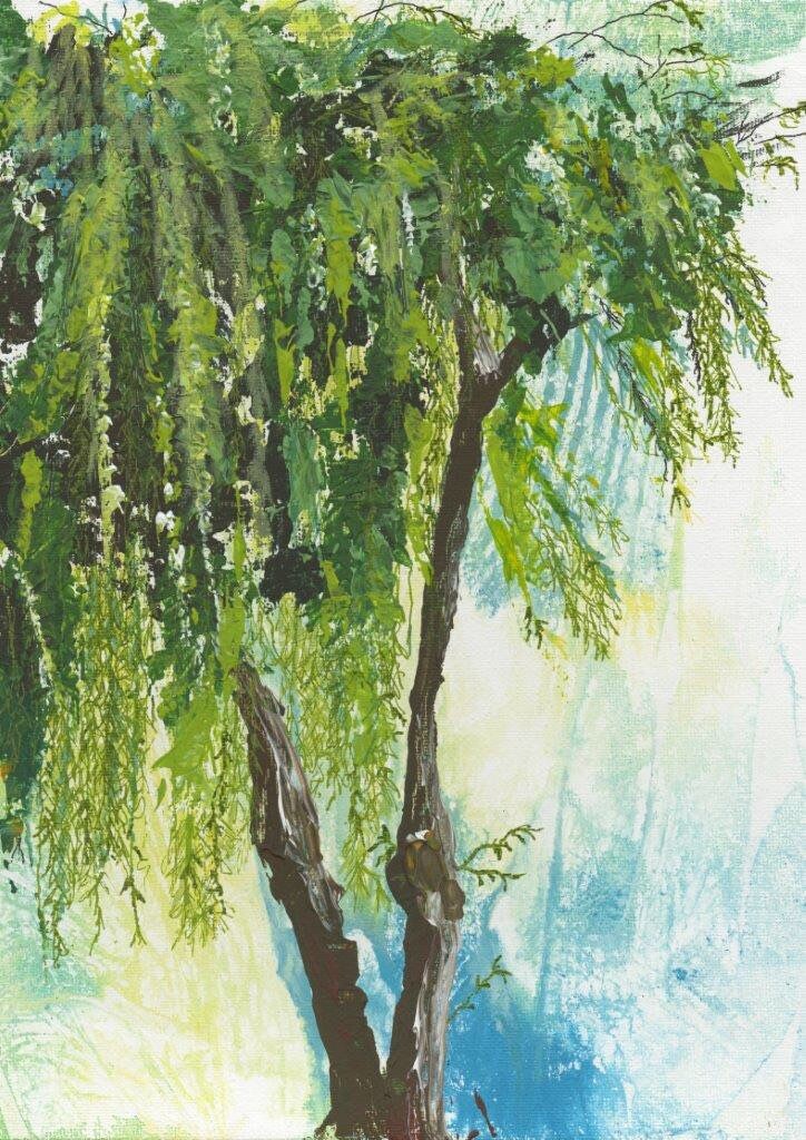 Weeping Willow Art, Willow Art Print, A4 Willow Tree Art, Willow Tree ...