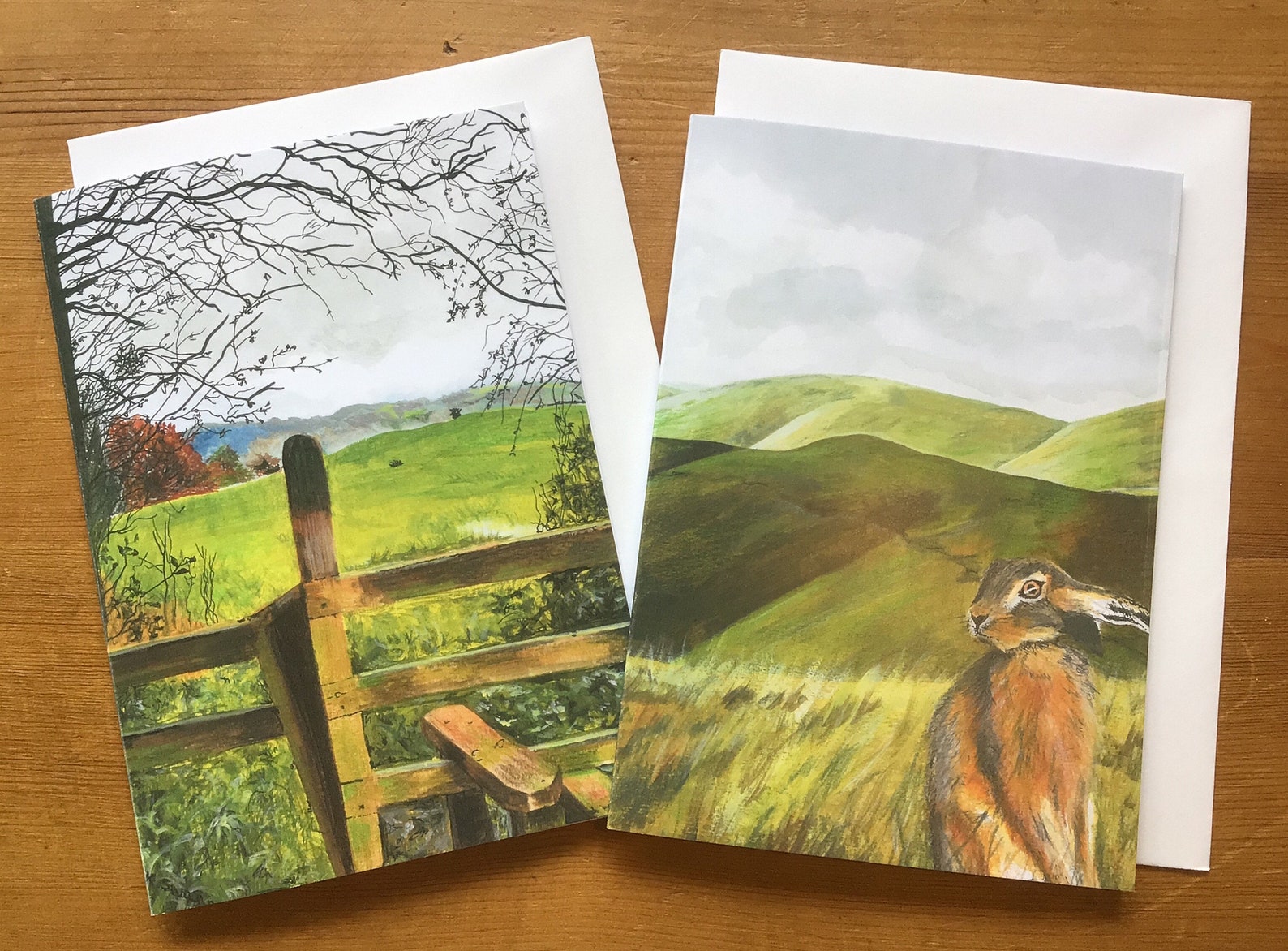 Country Card Pair, Rural Card Pack, Shropshire Hill Card, A6 Hill View ...