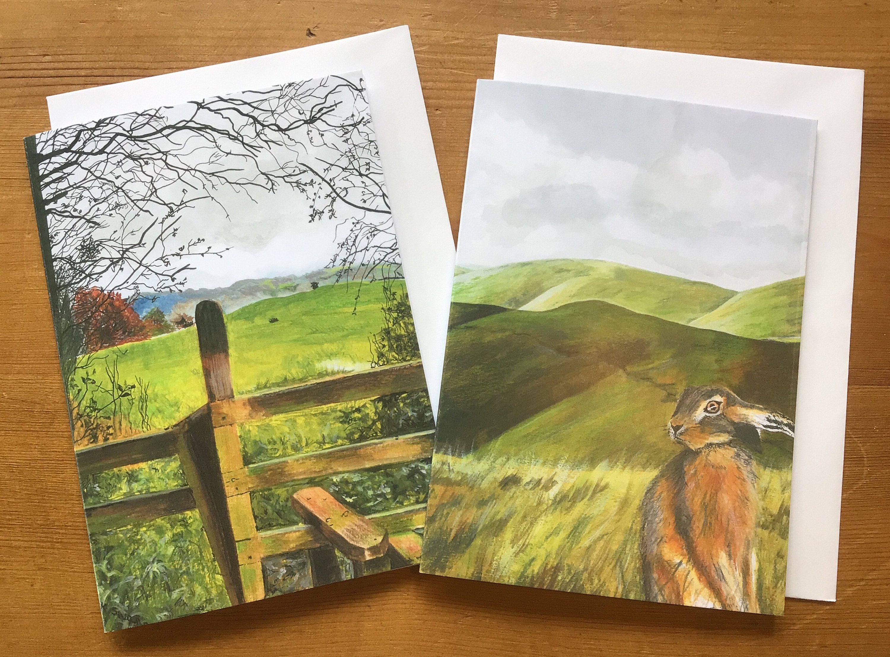 Country Card Pair, Rural Card Pack, Shropshire Hill Card, A6 Hill View ...