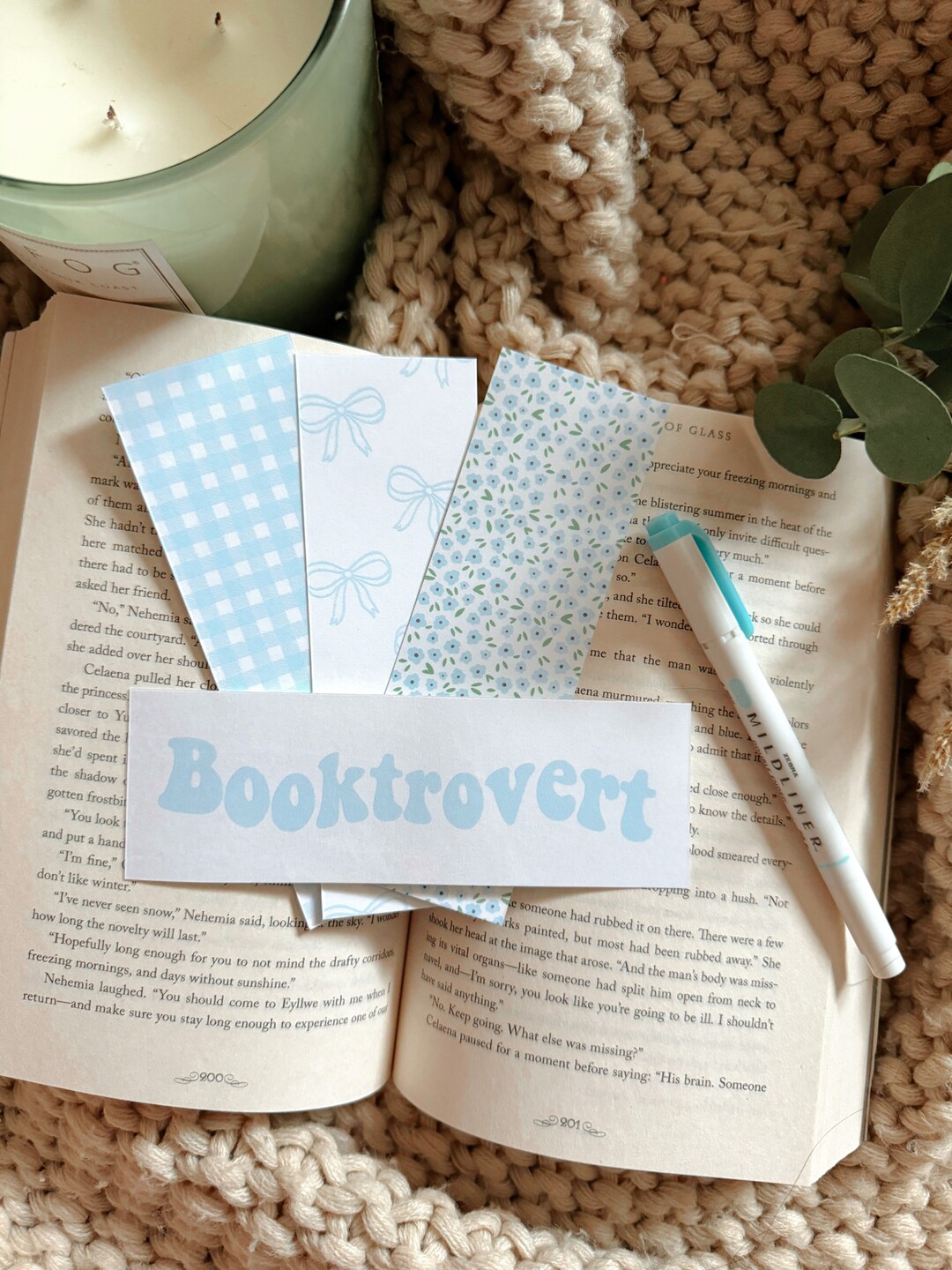 Minimalist Bookmarks Dainty Blue Floral Bookmark Cute Bookmarks ...