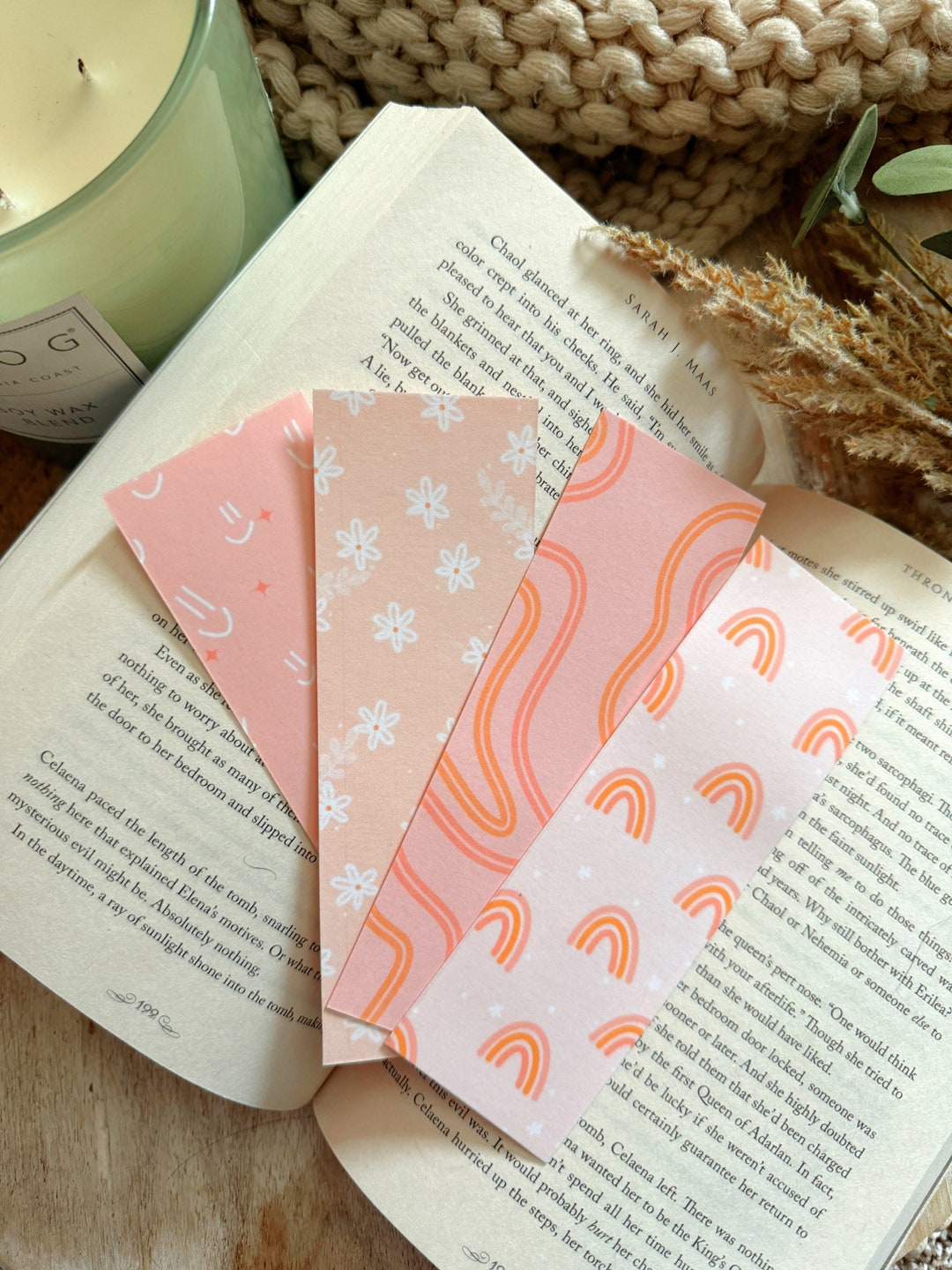 Pink Boho Bookmark Set - Cute Bookmarks, Bookworm Gift, Gifts for ...