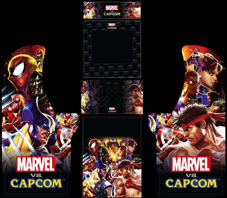 Arcade 1up Cabinet Marvel Vs Capcom Themed Replacement Graphics for ...
