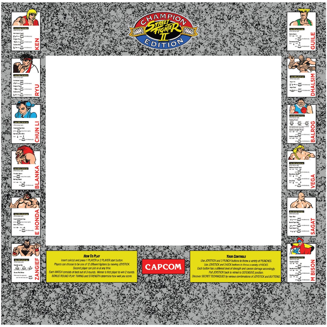 Street Fighter 2 Sure Killing Technique Screen Bezel Fits Arcade 1up ...