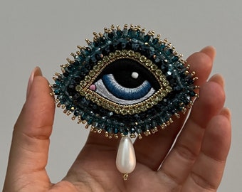 Big Evil Eye Brooch Nazar Brooch Protection Amulet Handmade ...