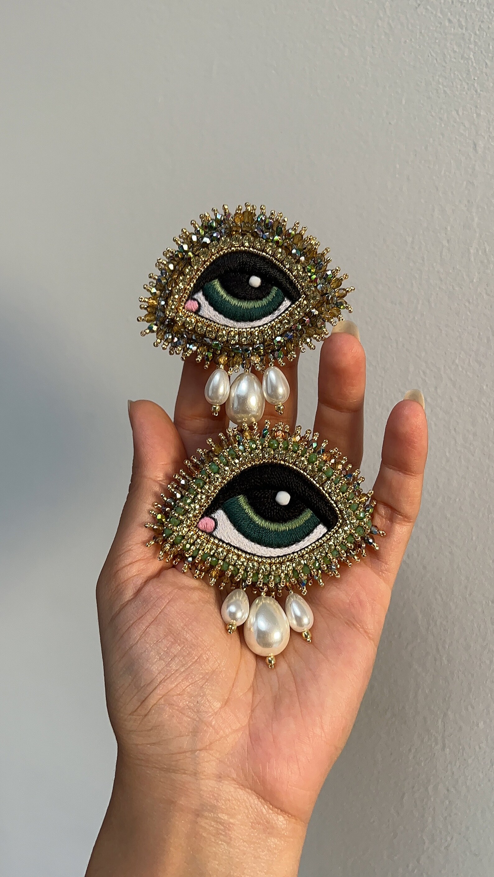 Set Evil Eye Brooch With Seashell Pearl Nazar Brooch Protection Amulet ...
