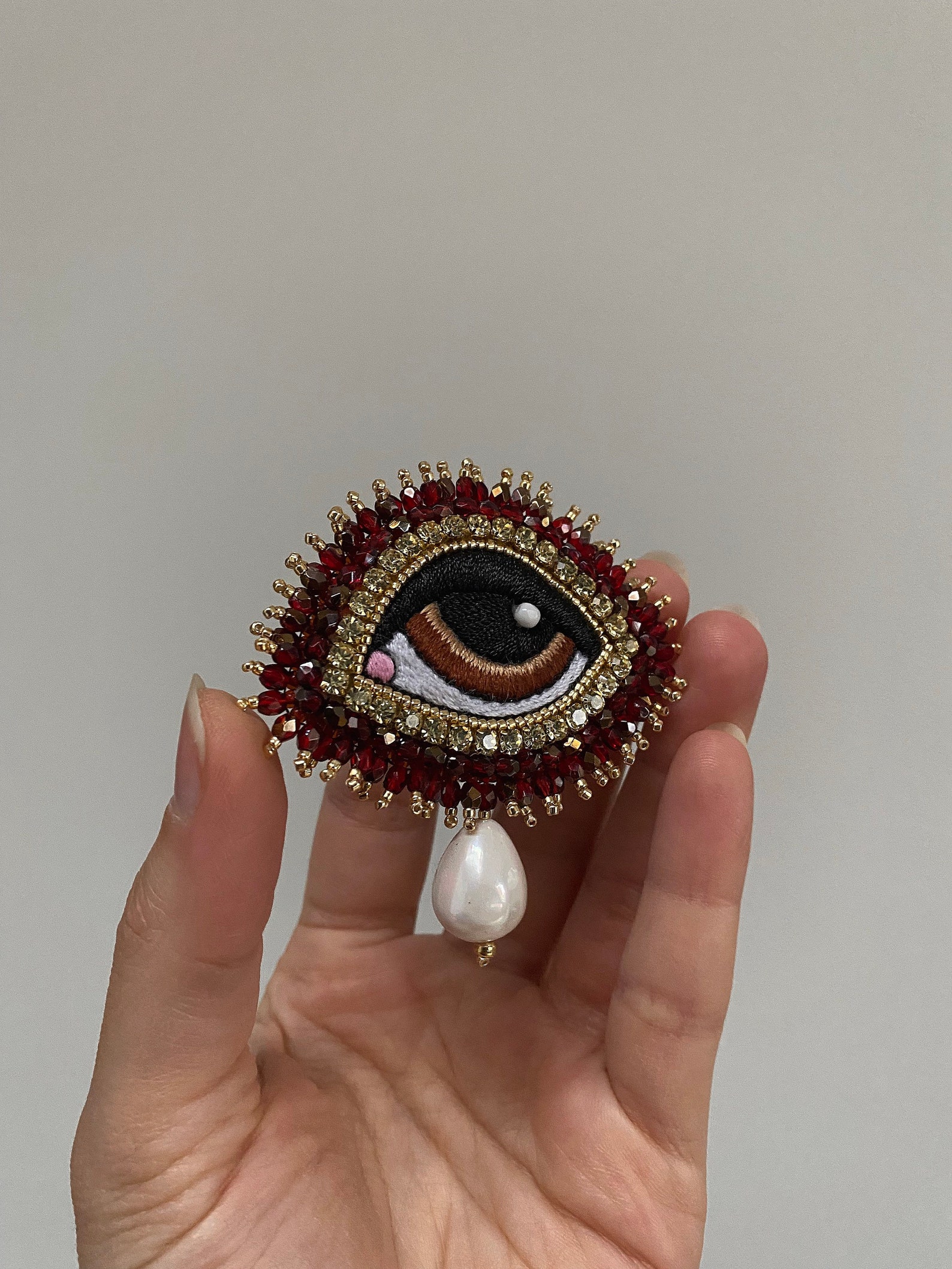 Evil Eye Brooch With Seashell Pearl Nazar Brooch Protection Amulet ...