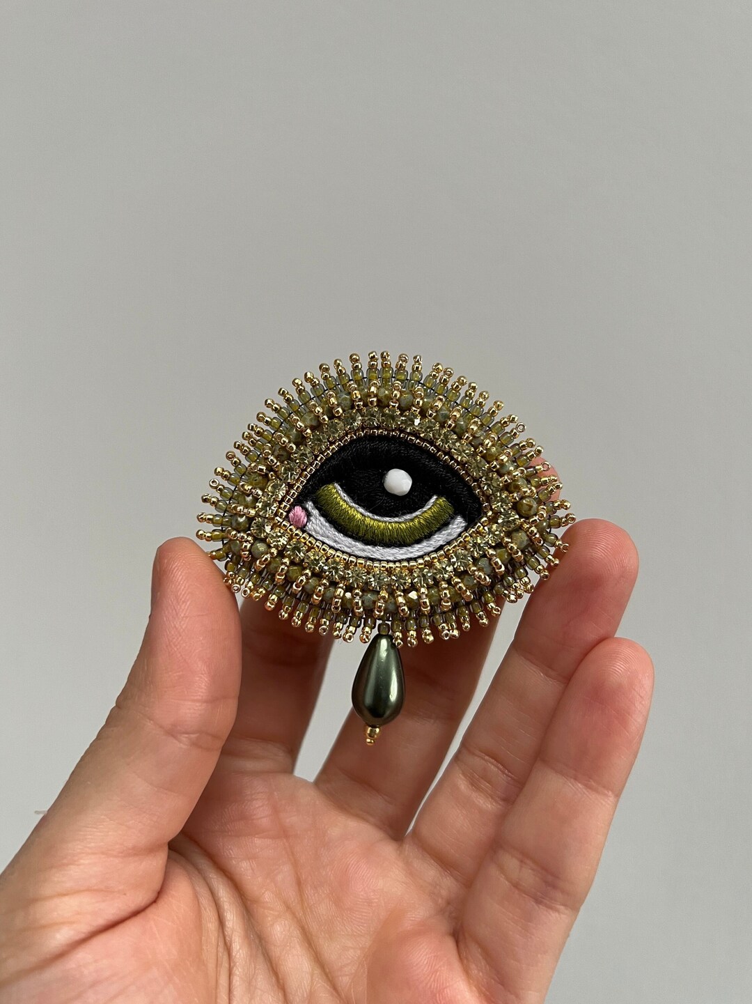Evil Eye Brooch With Seashell Pearl Nazar Brooch Protection Amulet ...