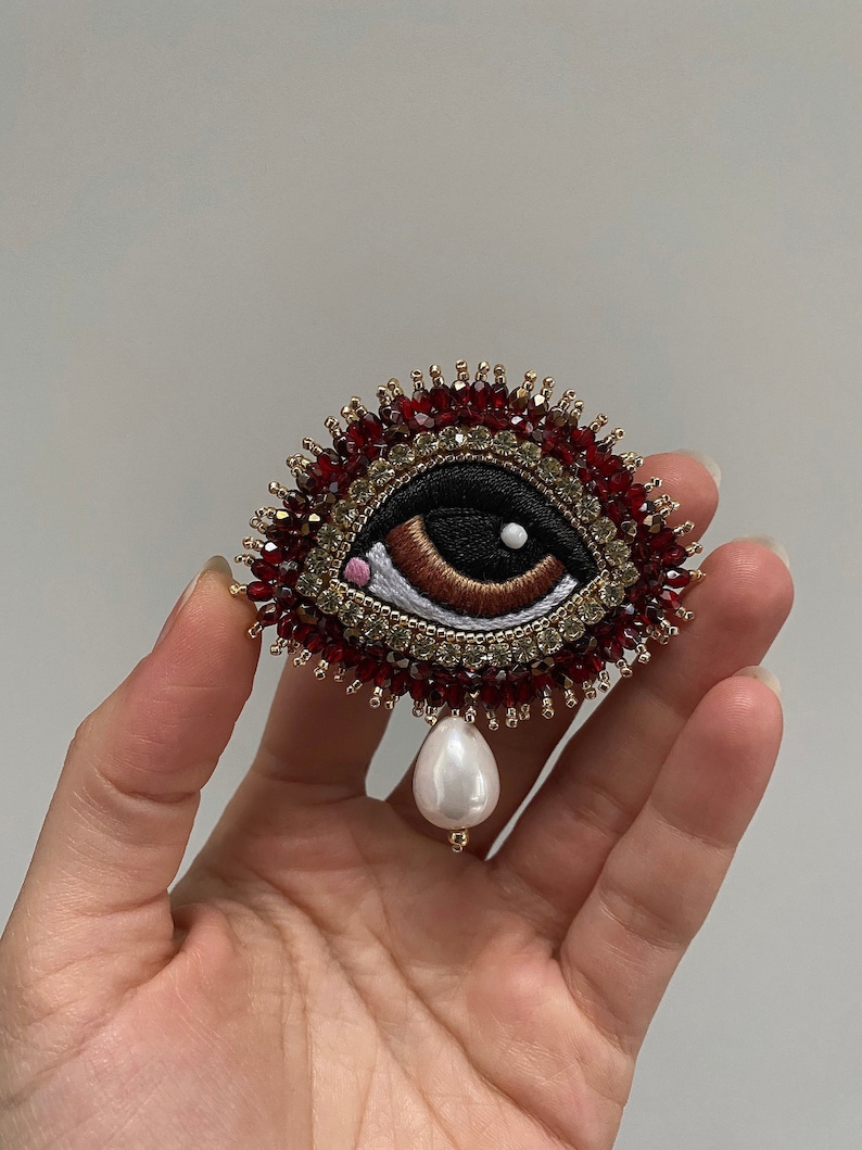 Evil Eye Brooch With Seashell Pearl Nazar Brooch Protection Amulet ...