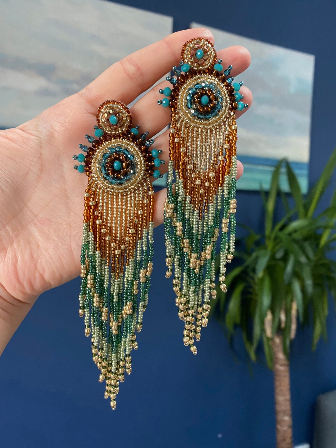 Long Boho Earrings Fringe Earrings Tassel Earrings Bohemian Jewelry ...