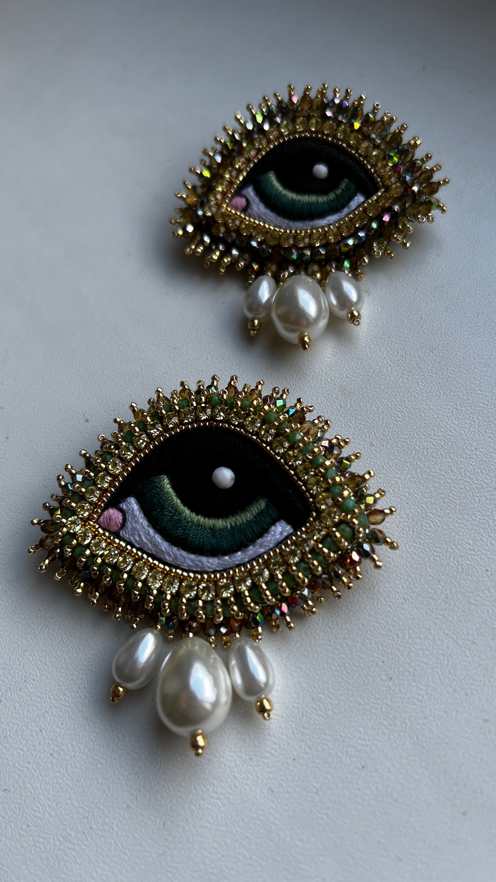 Set Evil Eye Brooch With Seashell Pearl Nazar Brooch Protection Amulet ...