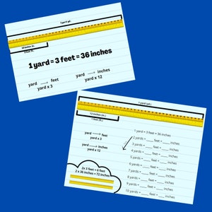 Linear Measurement Anchor Chart and Practice Worksheets, Yard Feet ...