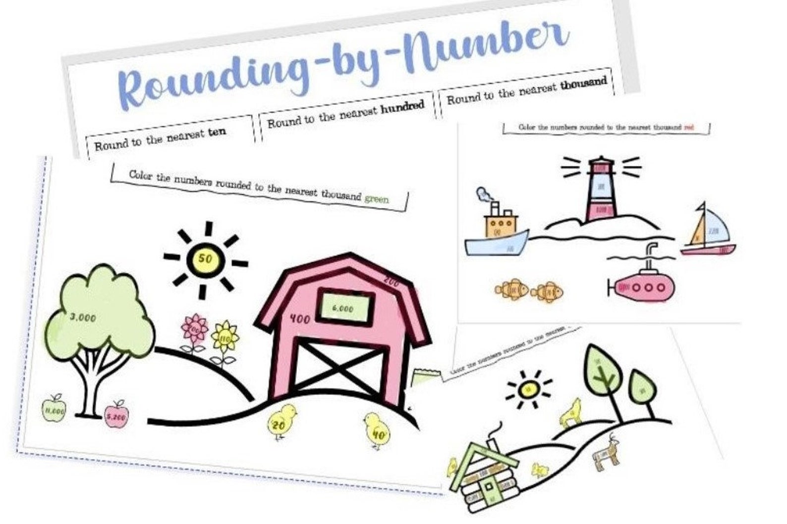 Place Value Anchor Chart and Rounding Practice Worksheets for | Etsy