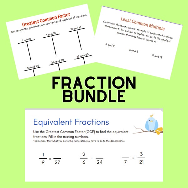 Fraction Worksheet - Etsy