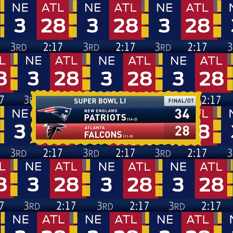 New England Patriots 28-3 Superbowl LI Winners Illustrated | Etsy