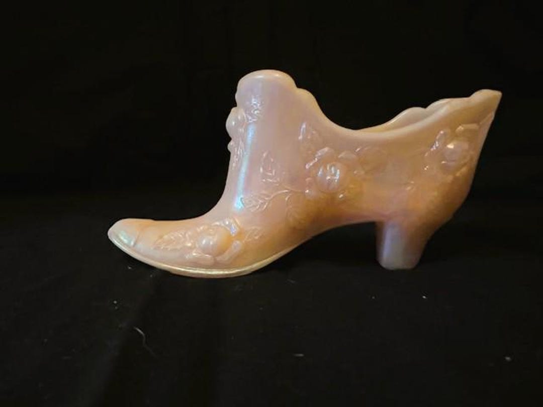 Vintage Fenton Shoe, Fenton Pink Milk Glass Shoe - Etsy