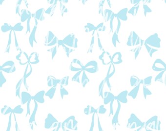 Blue Bow & Florals Ditsy Stripe Watercolor Repeating Seamless Pattern ...
