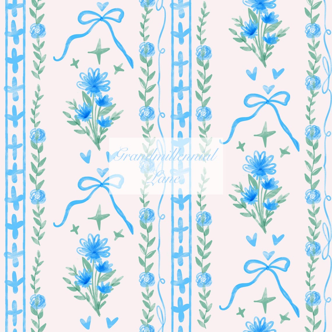 Folk Grandmillennial Pattern Seamless - Etsy