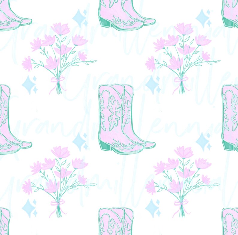 Cowgirl With Stars, Western Seamless Pattern, Cowgirl, Southern Pattern ...