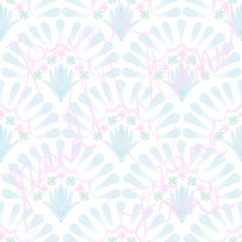 Scallop Floral Grandmillennial Seamless Pattern - Etsy