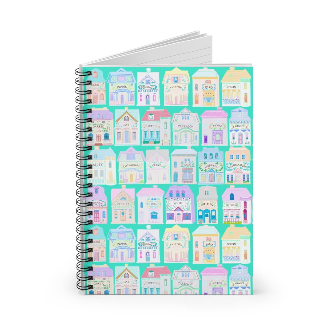 Vintage Spice Watercolor Village Spiral Notebook - Ruled Line - Etsy