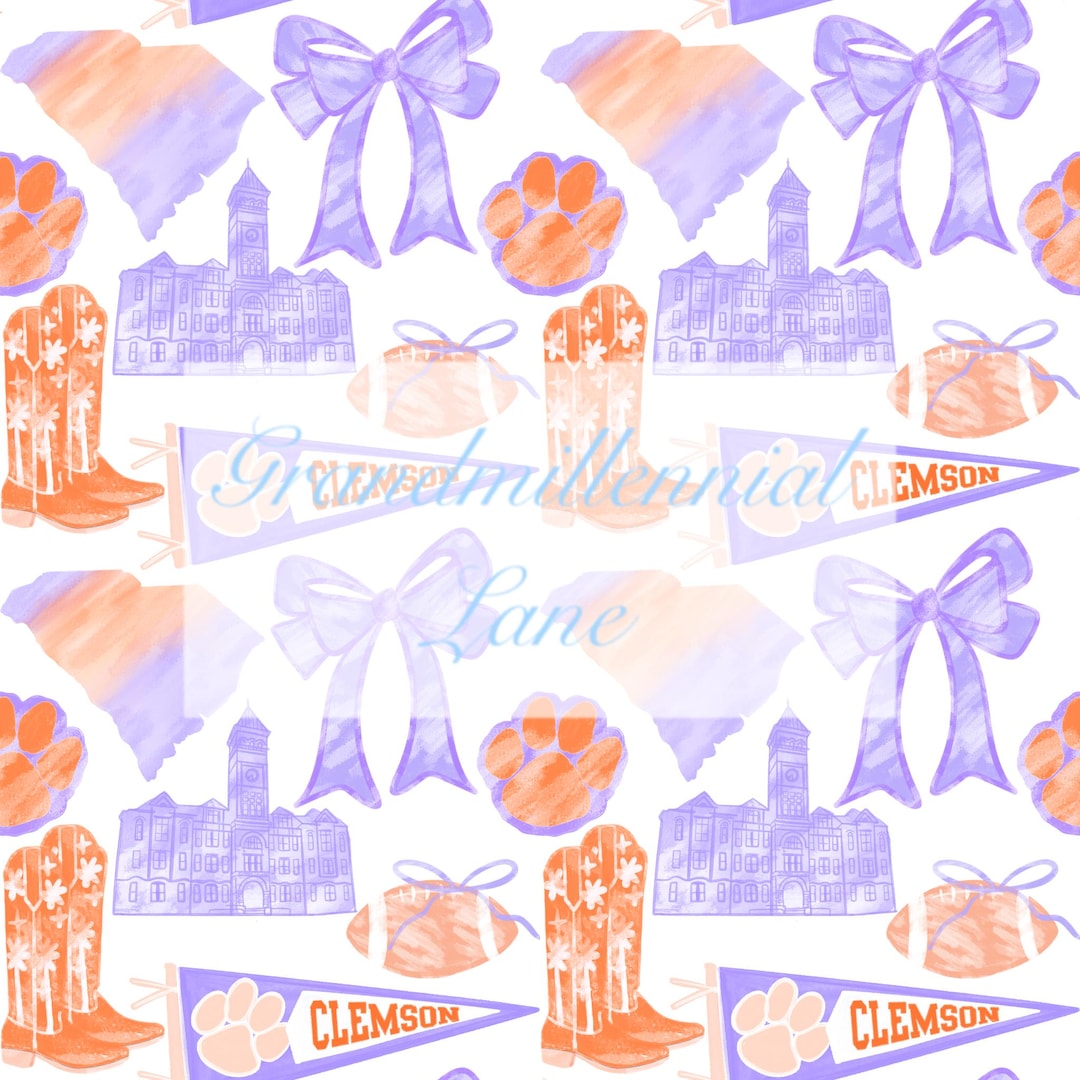 Clemson Seamless Pattern - Etsy