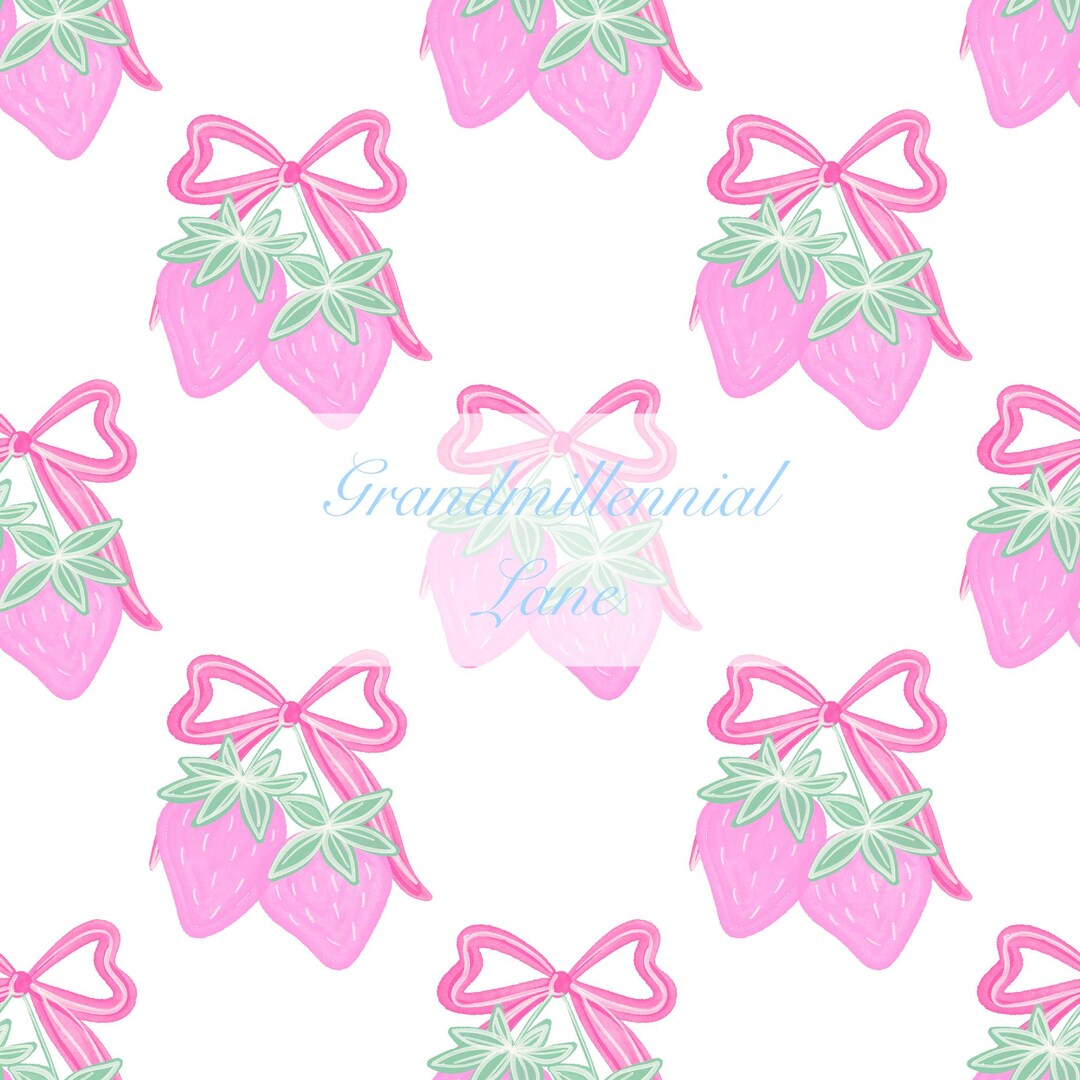 Strawberry Grandmillennial Background Seamless Pattern - Etsy