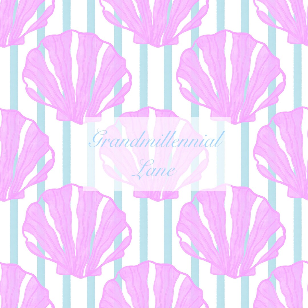 Shell Stripe Grandmillennial Background Seamless Pattern - Etsy