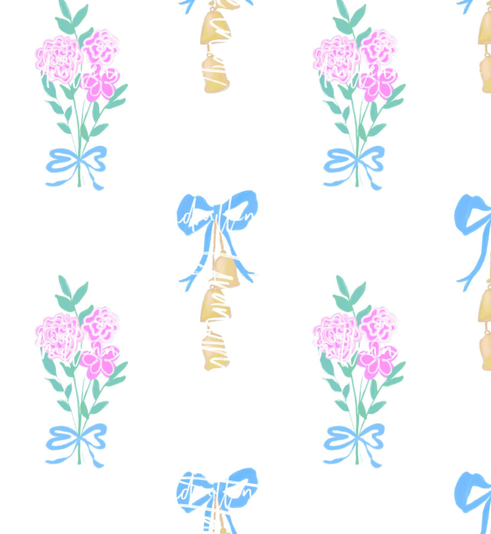 Chinoiserie Pink, Blue and Pretty Grandmillennial Seamless Pattern ...