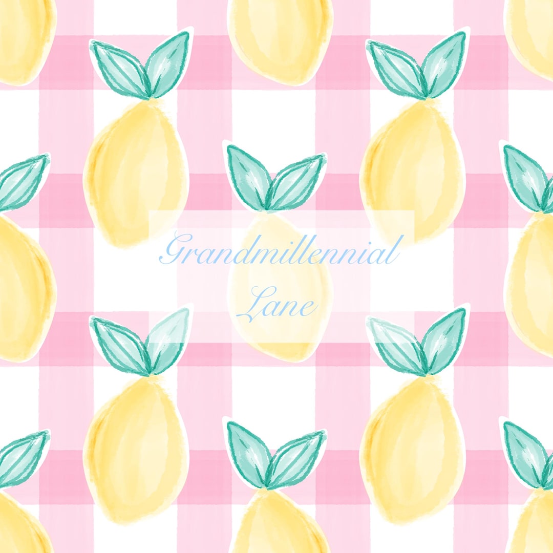 Lemon Gingham Grandmillennial Seamless Pattern More Vibrant , Pastel ...