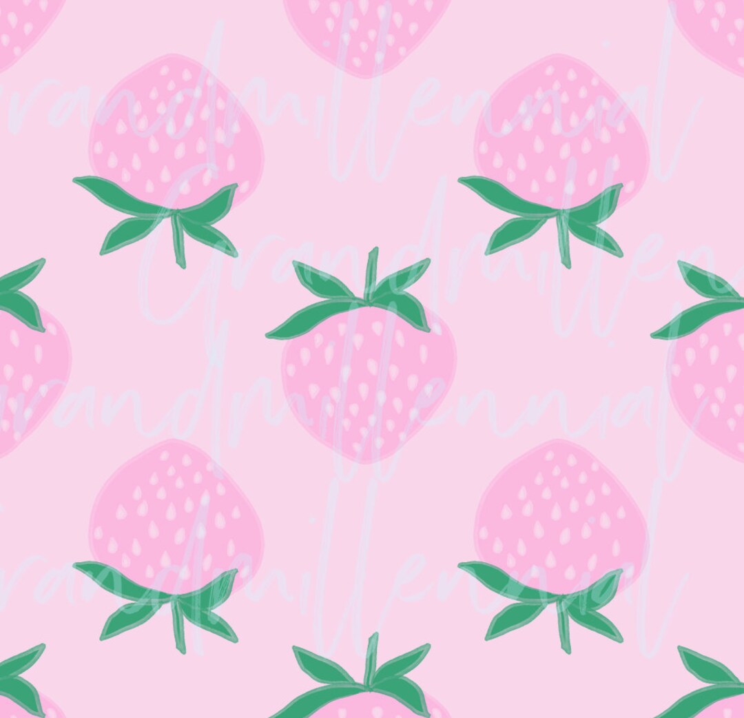 Pink Strawberry With Pink Background Seamless Pattern, Pineberry ...