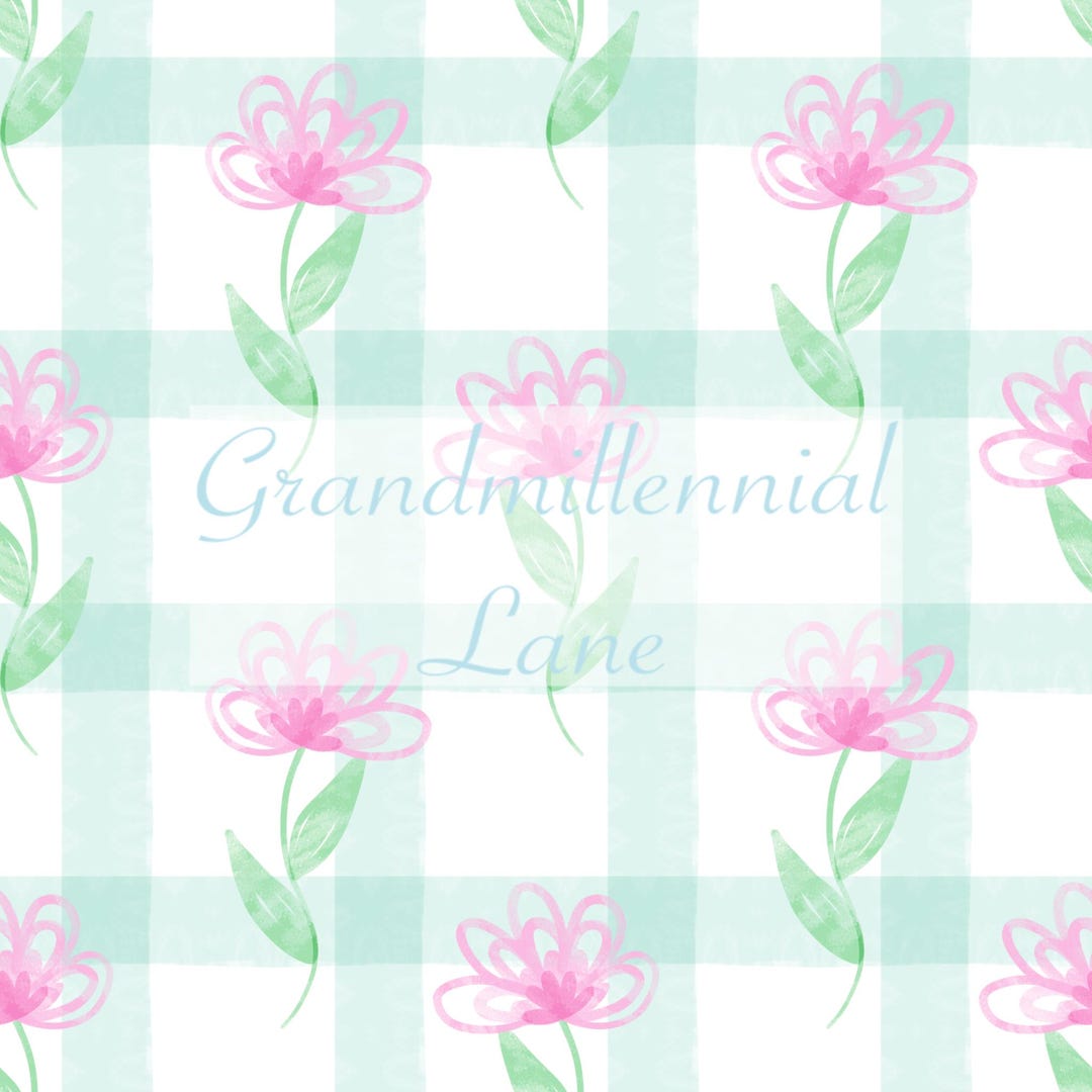 Preppy Gingham Flower Seamless Pattern - Etsy