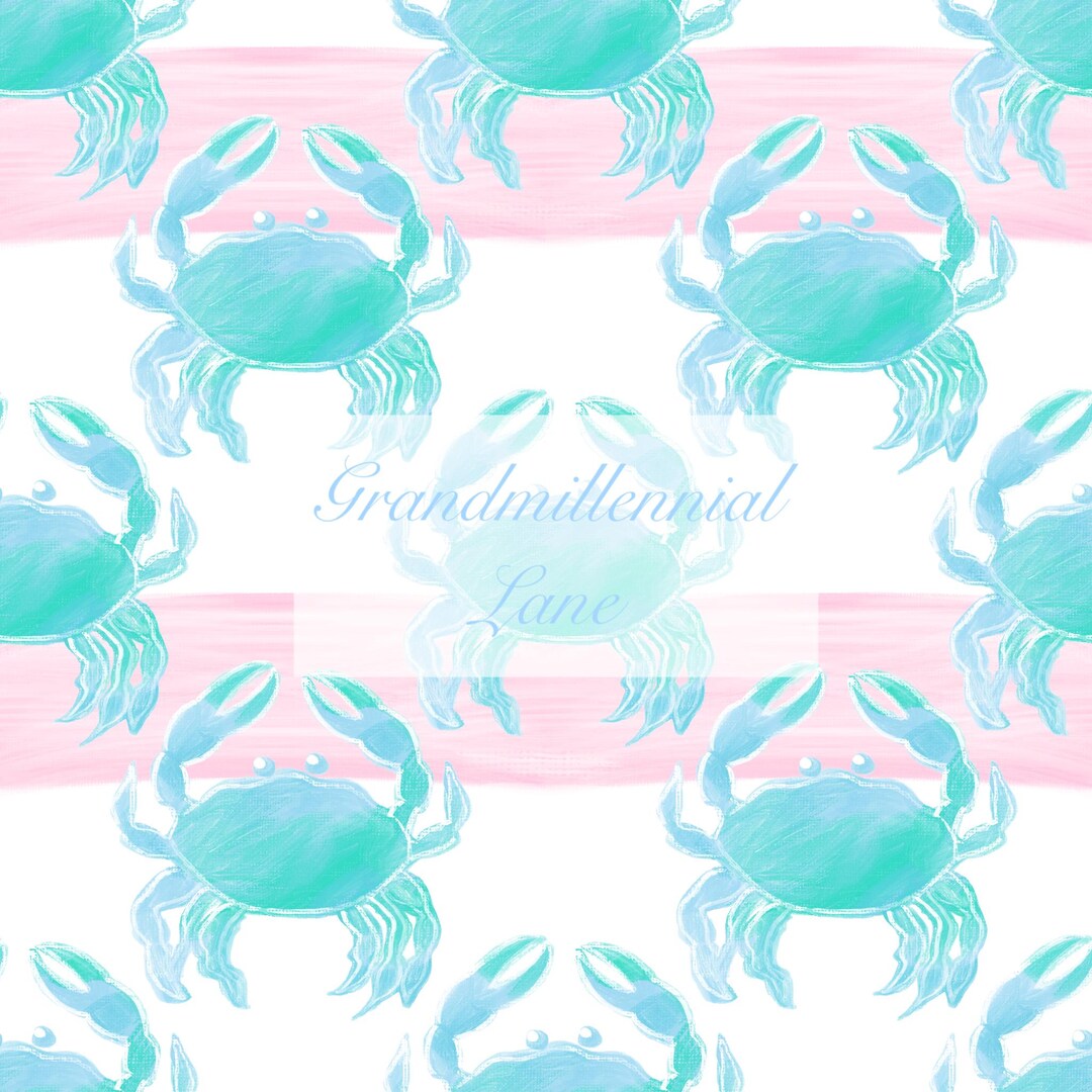 Nautical Grandmillennial Crab Background Seamless Pattern - Etsy