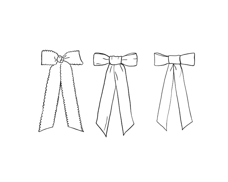 Hand Drawn Bow Clip Art İllustration,ribbon Bow Drawing,line Art Bow ...